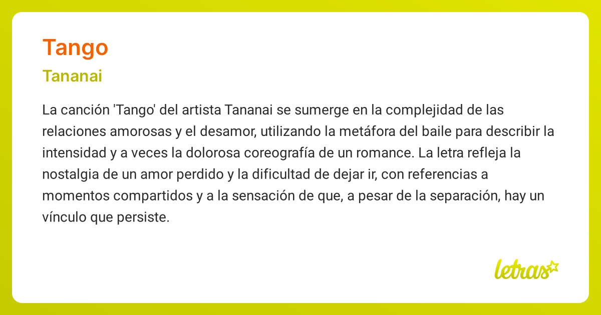 Significado de la canción TANGO (Tananai) - LETRAS.COM