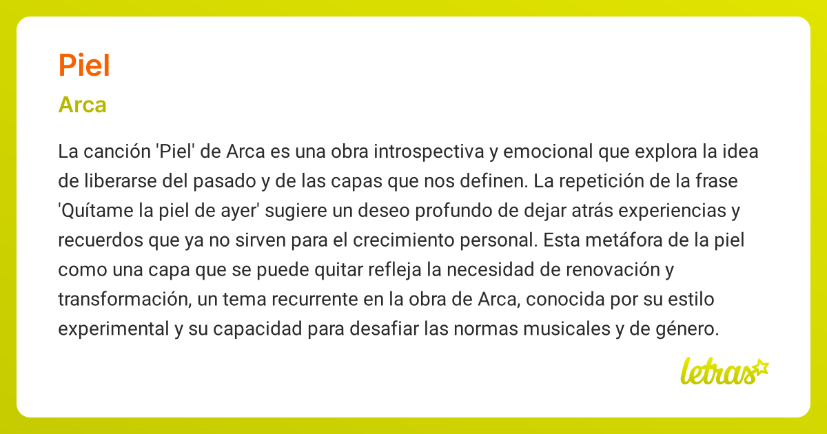 Significado de la canción PIEL (Arca) - LETRAS.COM
