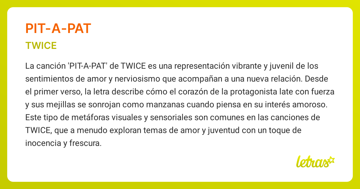 Significado de la canción PIT-A-PAT (TWICE) - LETRAS.COM