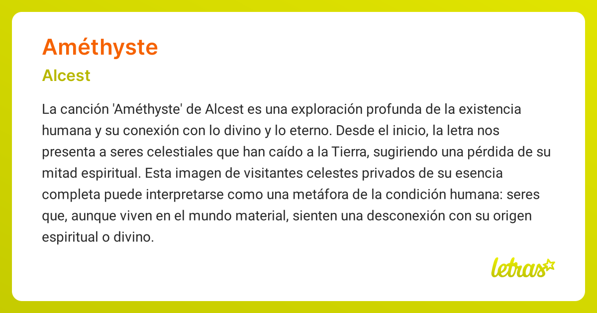 Significado de la canción AMÉTHYSTE (Alcest) - LETRAS.COM