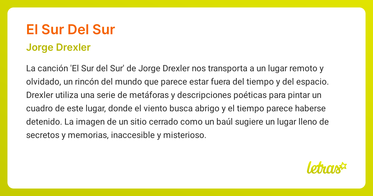 Significado de la canción EL SUR DEL SUR (Jorge Drexler) - LETRAS.COM