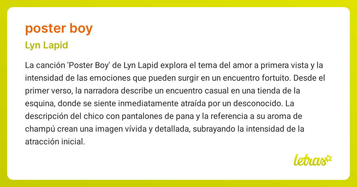 Significado de la canción POSTER BOY (Lyn Lapid) - LETRAS.COM