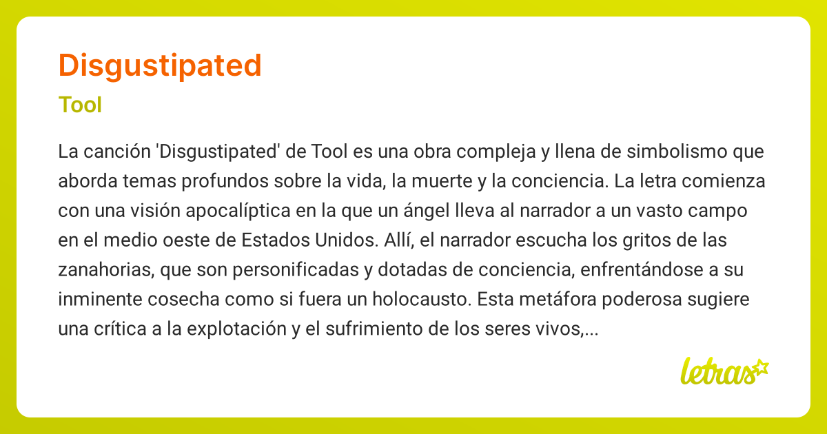 Significado de la canción DISGUSTIPATED (Tool) - LETRAS.COM