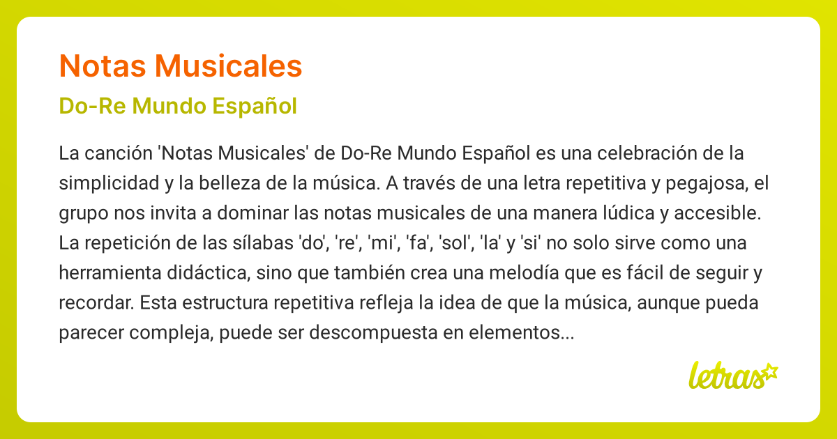 Significado de la canción NOTAS MUSICALES (Do-Re Mundo Español ...