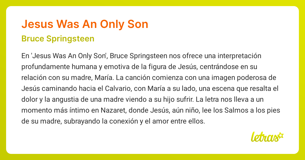 Significado de la canción JESUS WAS AN ONLY SON (Bruce Springsteen ...
