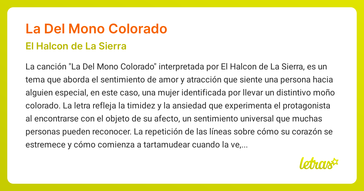 Significado de la canción LA DEL MONO COLORADO (El Halcon de La Sierra ...