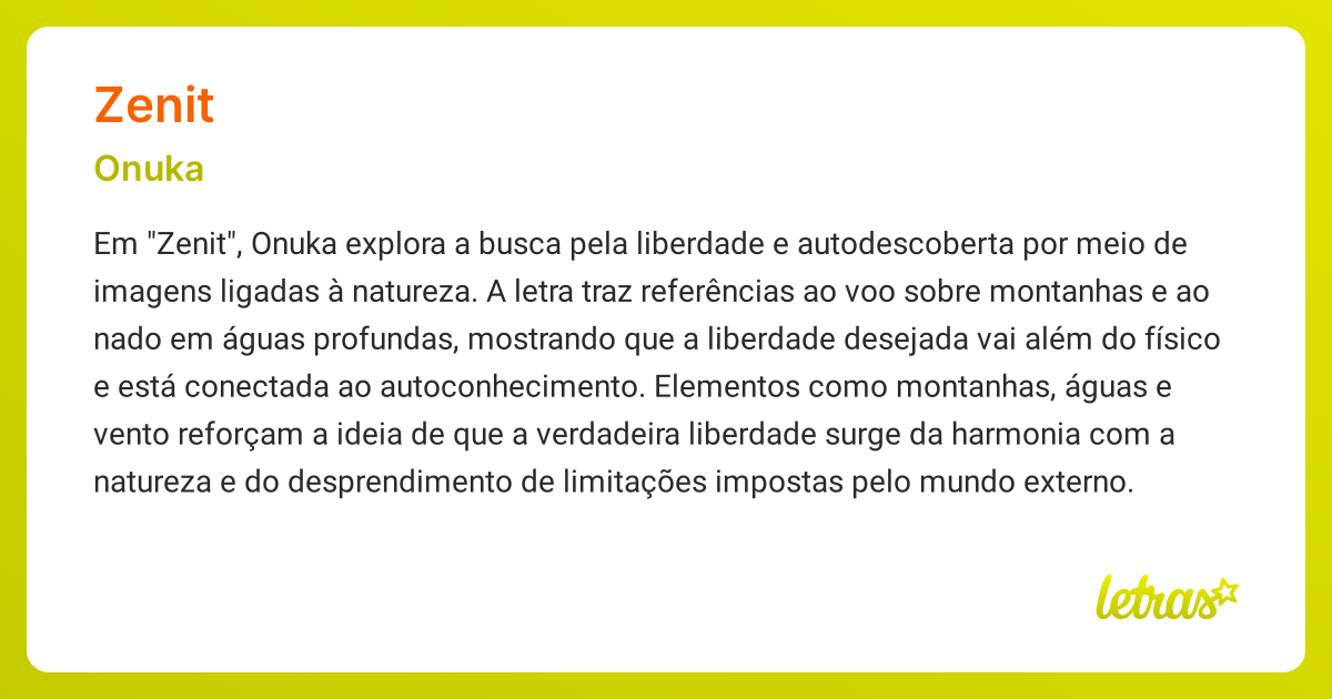 Significado da música ZENIT (Onuka) - LETRAS.MUS.BR