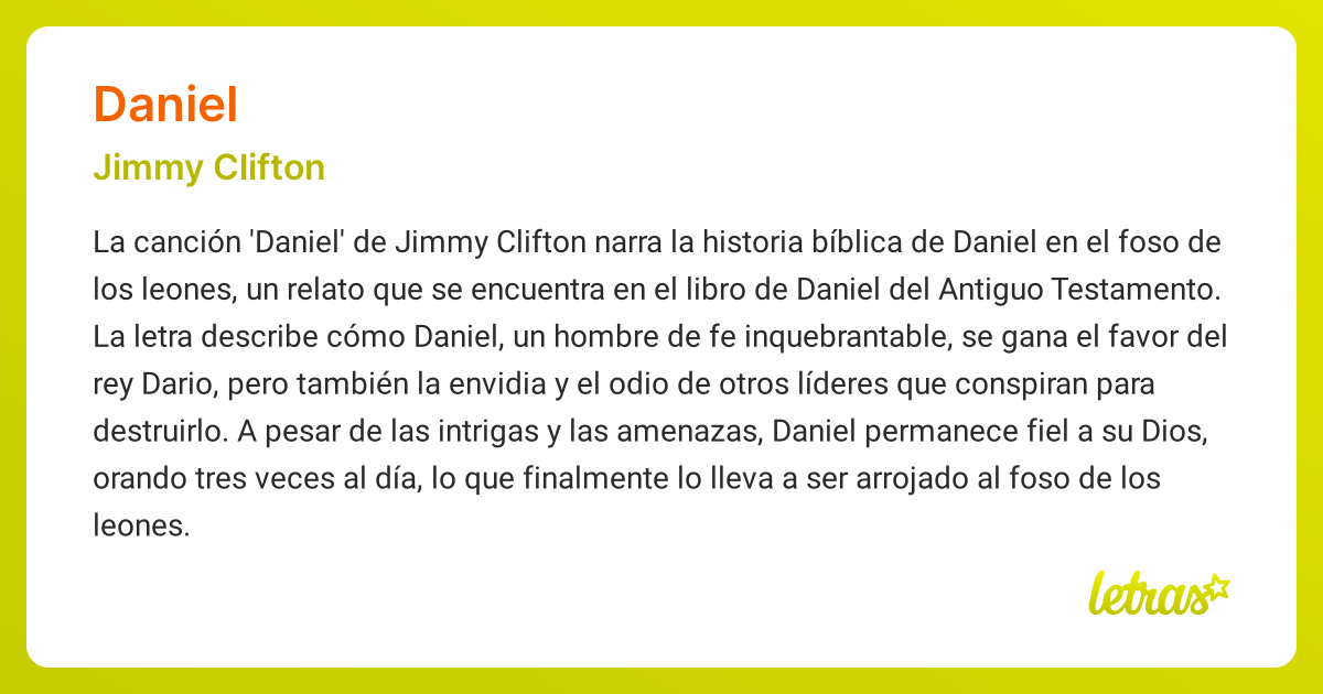 Significado de la canción DANIEL (Jimmy Clifton) - LETRAS.COM