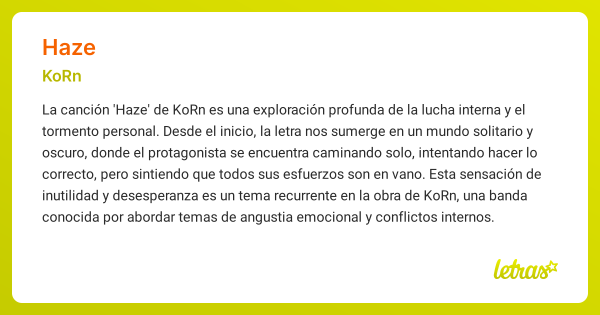 Significado de la canción HAZE (KoRn) - LETRAS.COM