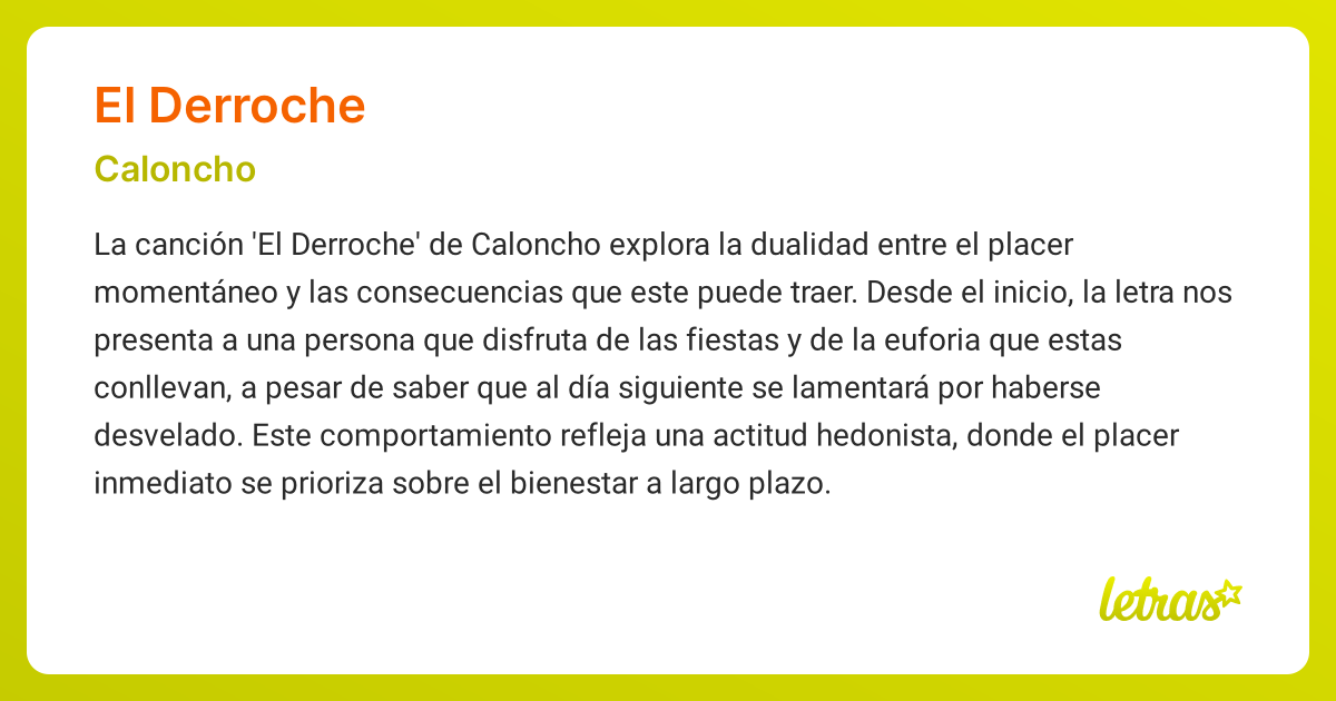 Significado de la canción EL DERROCHE (Caloncho) - LETRAS.COM