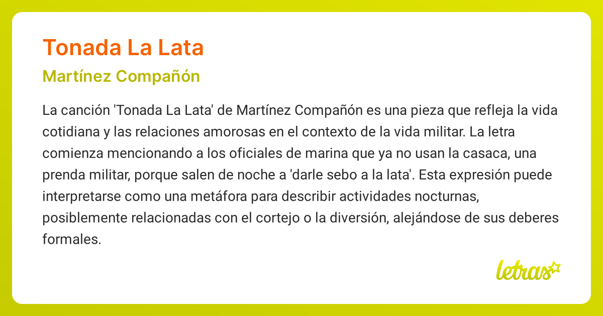 Significado de la canción TONADA LA LATA (Martínez Compañón) - LETRAS.COM