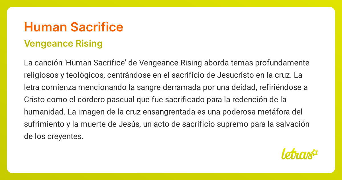 Significado de la canción HUMAN SACRIFICE (Vengeance Rising) - LETRAS.COM