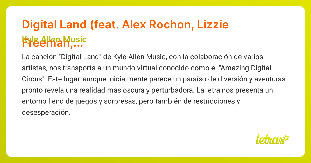 Significado de la canción Digital Land (feat. Alex Rochon, Lizzie ...