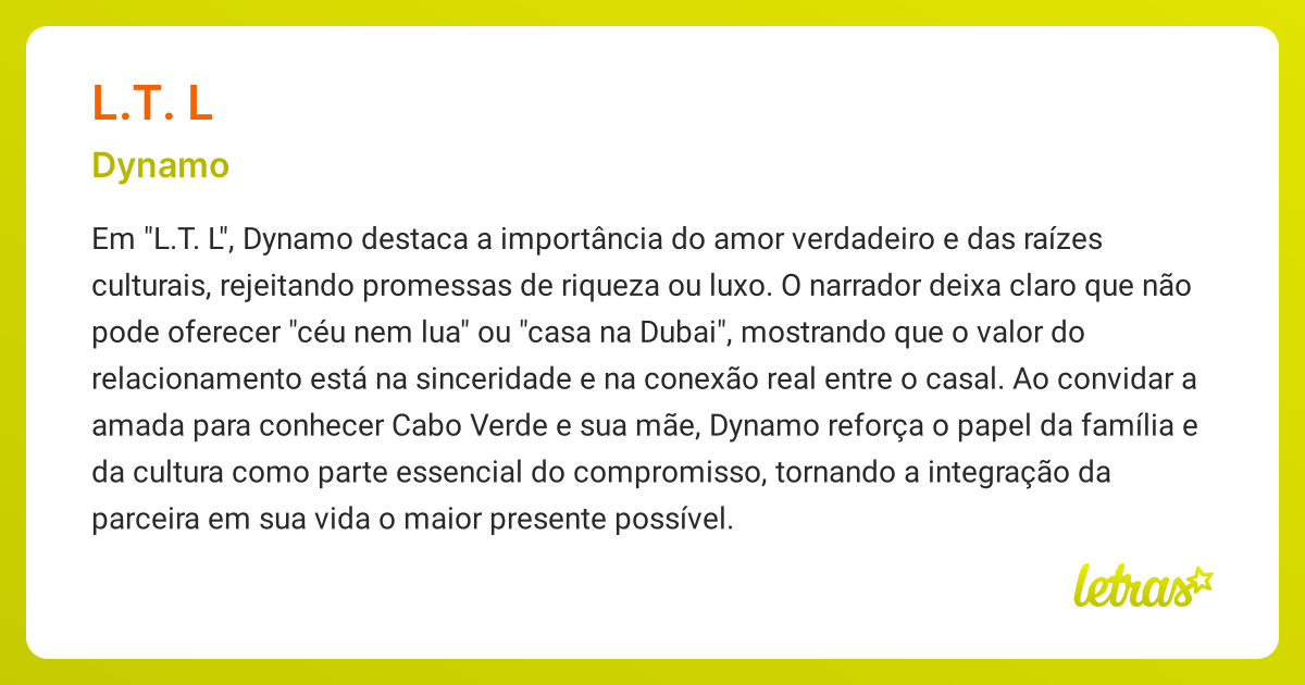 Significado da música L.T. L (Dynamo) - LETRAS.MUS.BR