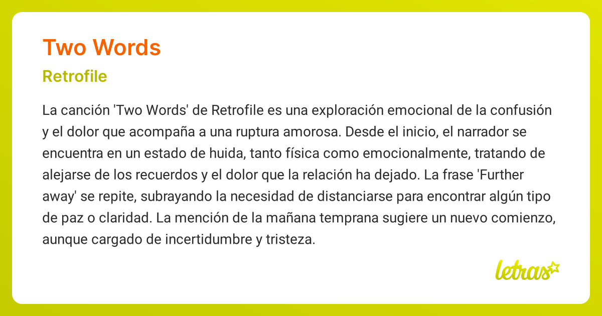 Significado de la canción TWO WORDS (Retrofile) - LETRAS.COM