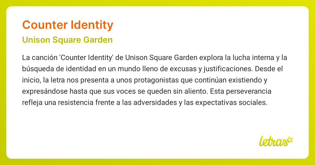 Significado de la canción COUNTER IDENTITY (Unison Square Garden ...
