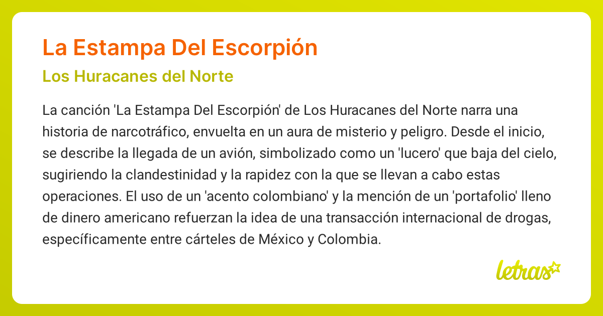 Significado de la canción LA ESTAMPA DEL ESCORPIÓN (Los Huracanes del ...