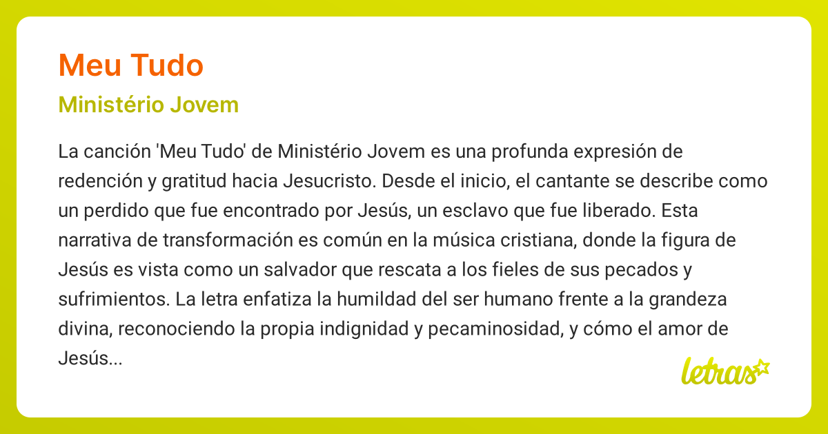 Significado de la canción MEU TUDO (Ministério Jovem) - LETRAS.COM