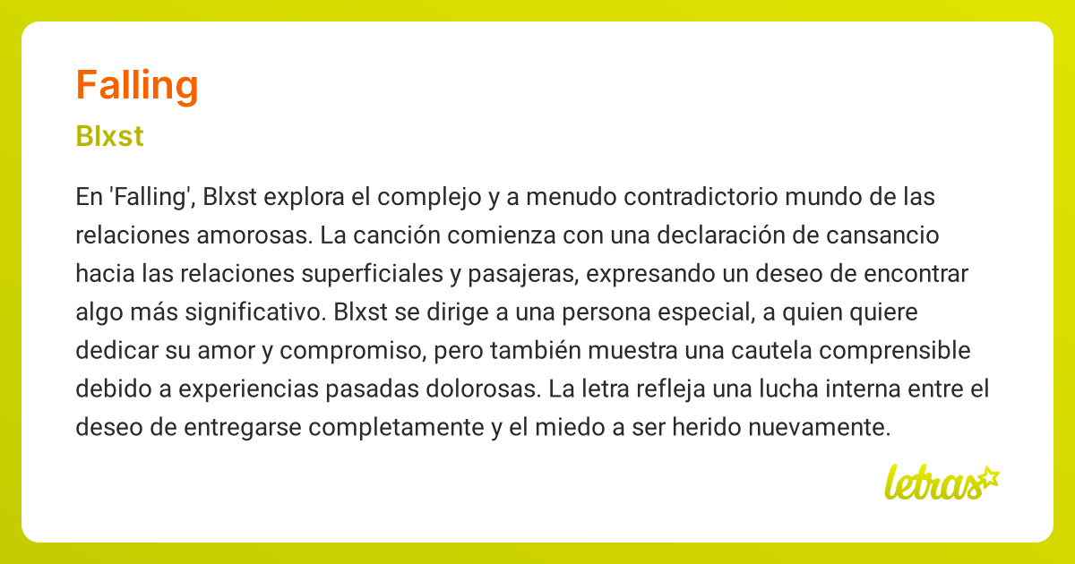 Significado de la canción FALLING (Blxst) - LETRAS.COM