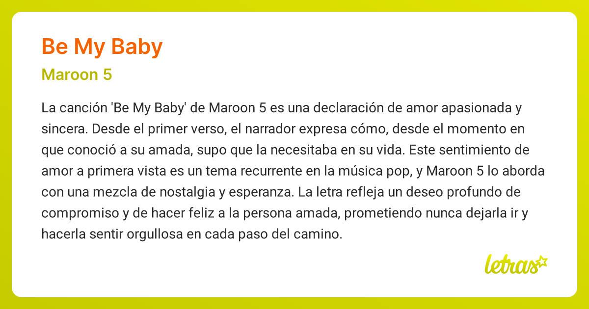 Significado de la canción BE MY BABY (Maroon 5) - LETRAS.COM