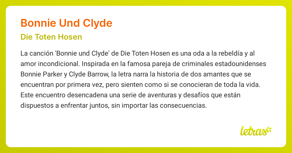 Bonnie Und Clyde Toten Hosen