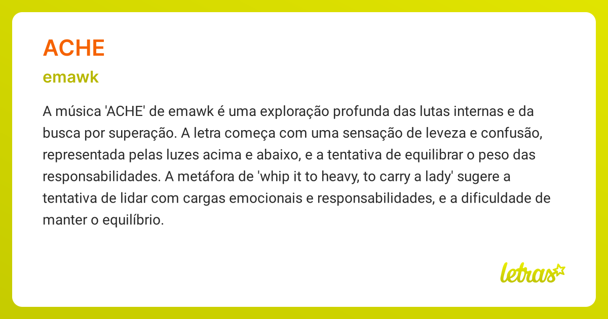 Significado da música ACHE (emawk) - LETRAS.MUS.BR