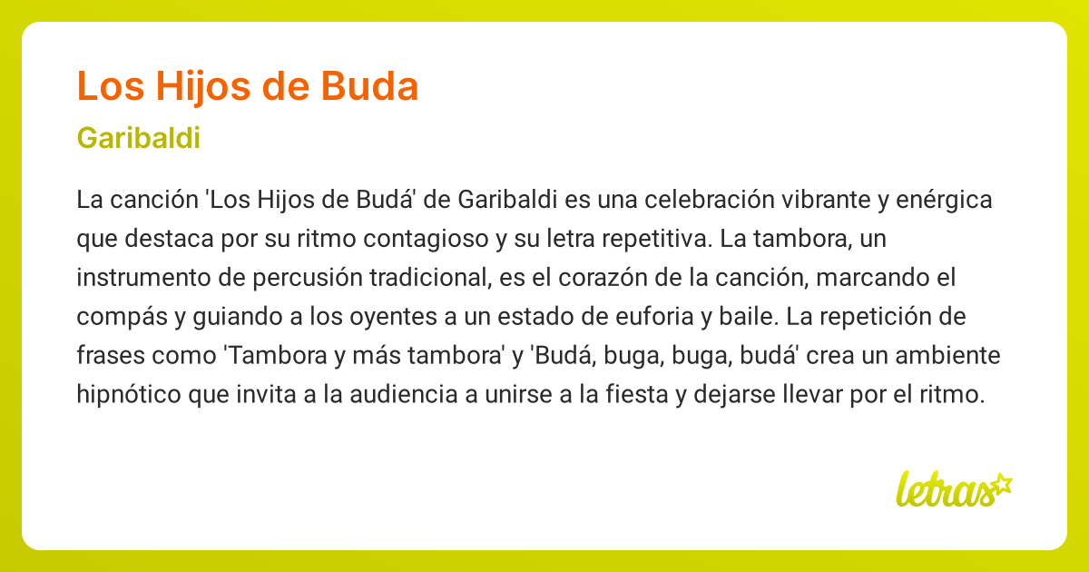 Significado de la canción LOS HIJOS DE BUDA (Garibaldi) - LETRAS.COM