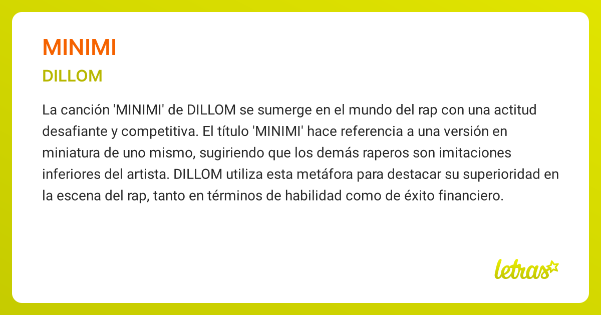 Significado de la canción MINIMI (DILLOM) - LETRAS.COM