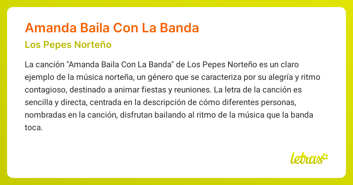 Significado de la canción AMANDA BAILA CON LA BANDA (Los Pepes Norteño ...