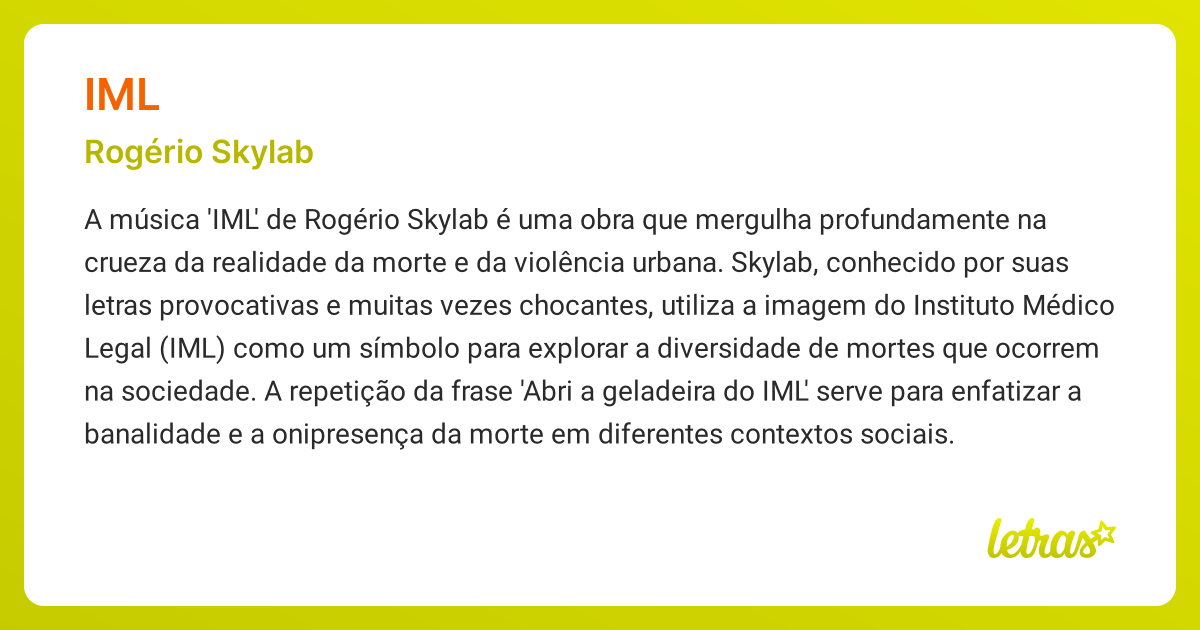 Significado da música IML (Rogério Skylab) - LETRAS.MUS.BR