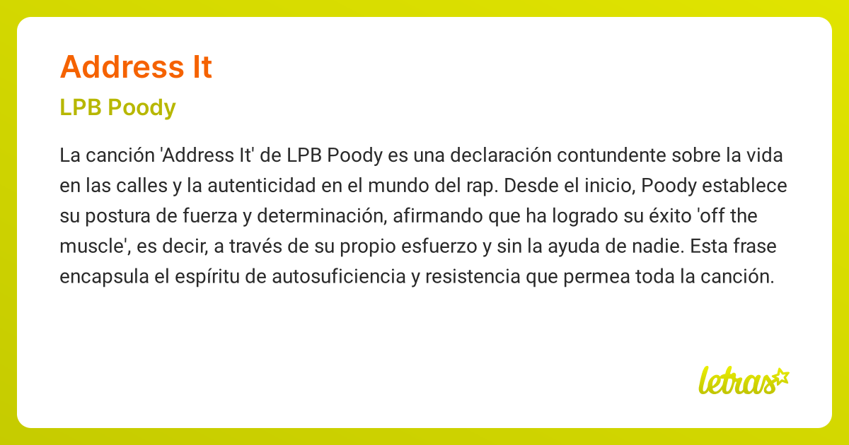 Significado de la canción ADDRESS IT (LPB Poody) - LETRAS.COM