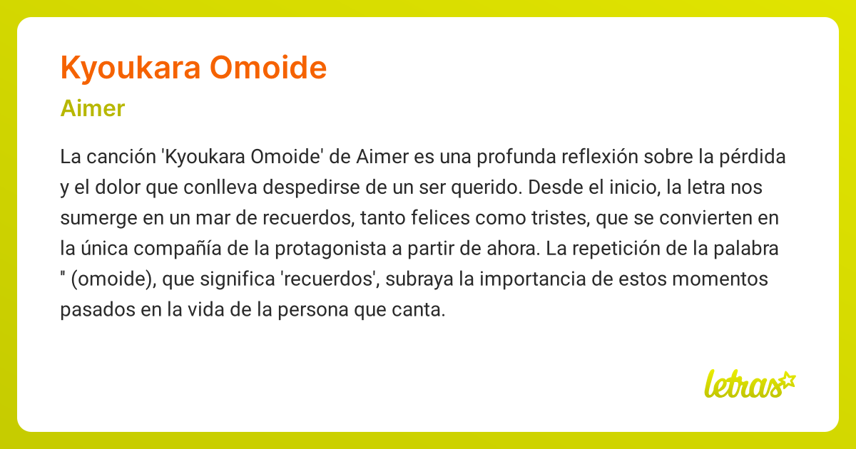 Significado de la canción KYOUKARA OMOIDE (Aimer) - LETRAS.COM