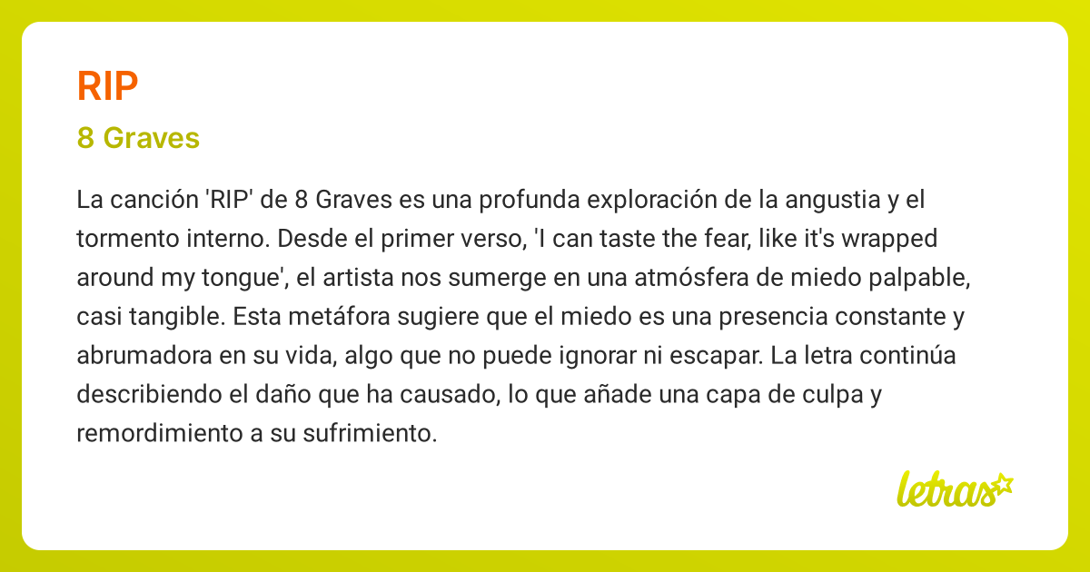 Significado de la canción RIP (8 Graves) - LETRAS.COM