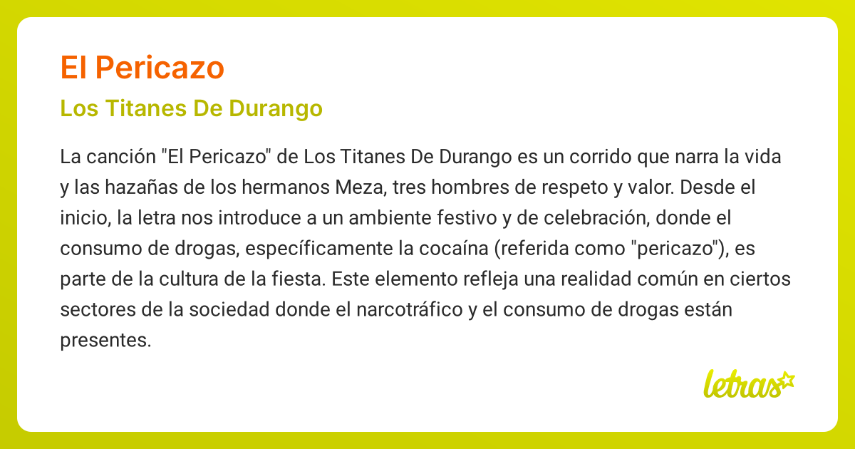 Significado de la canción EL PERICAZO (Los Titanes De Durango) - LETRAS.COM
