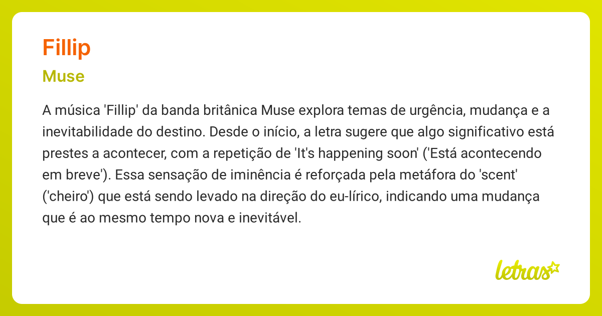 Significado da música FILLIP (Muse) - LETRAS.MUS.BR