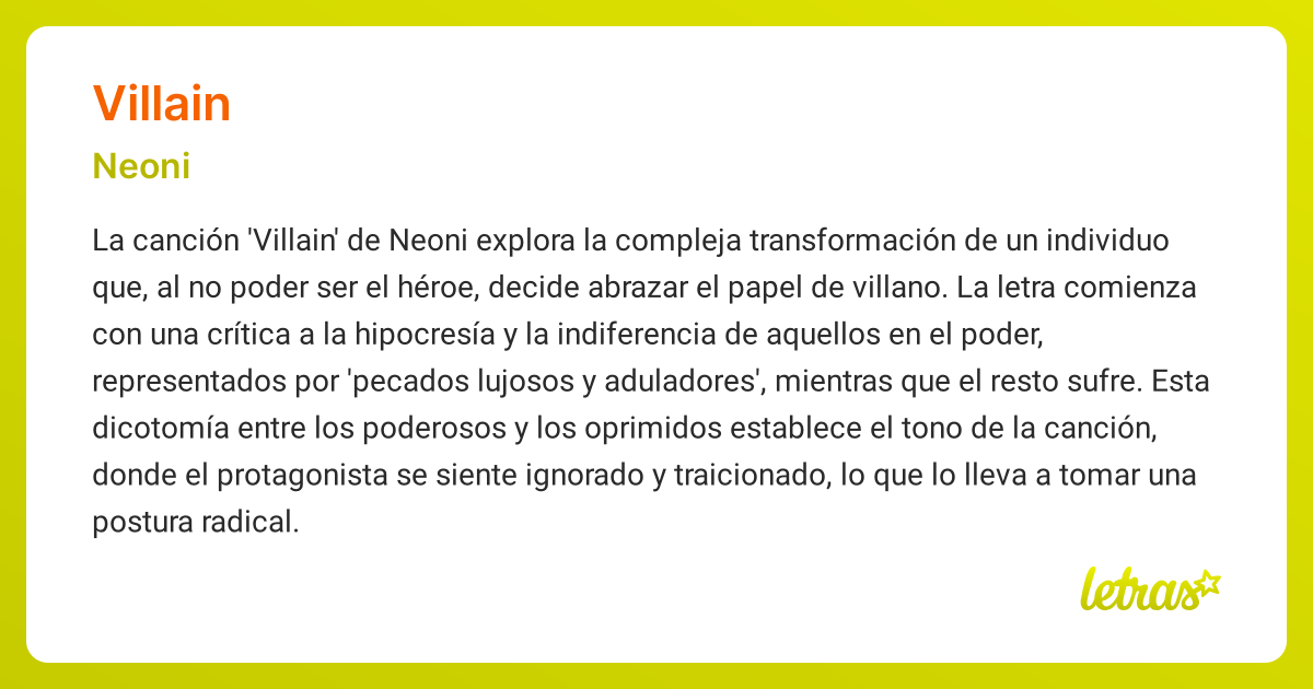 Significado de la canción VILLAIN (Neoni) - LETRAS.COM