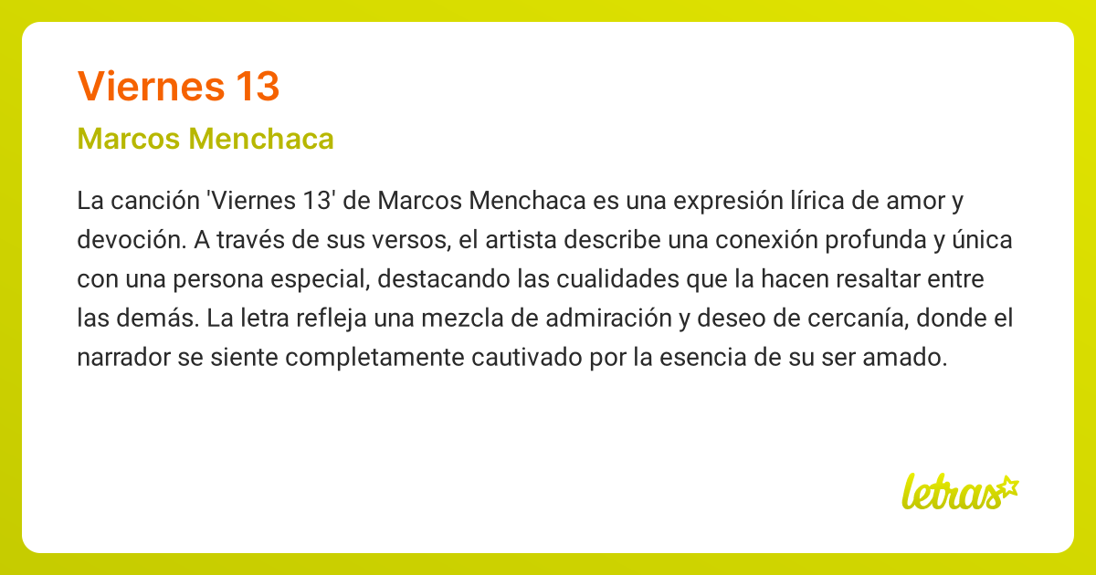 Significado de la canción VIERNES 13 (Marcos Menchaca) - LETRAS.COM