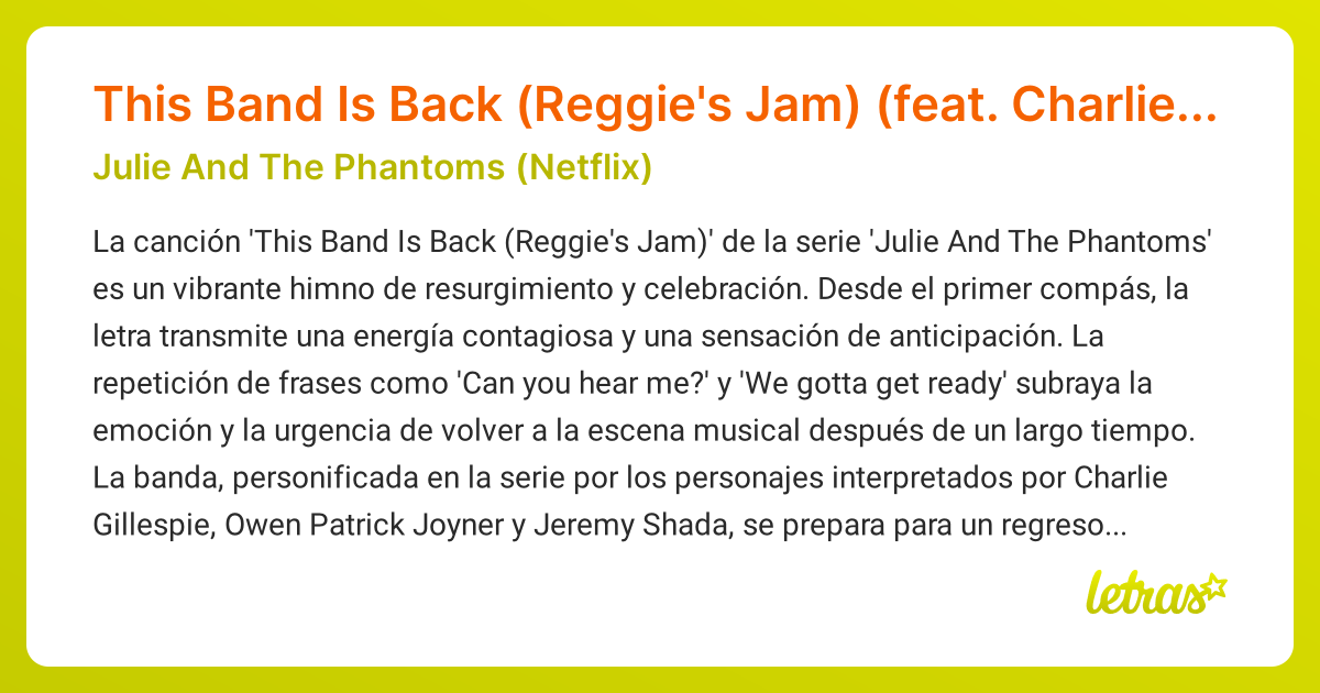 Significado de la canción This Band Is Back (Reggie's Jam) (feat ...