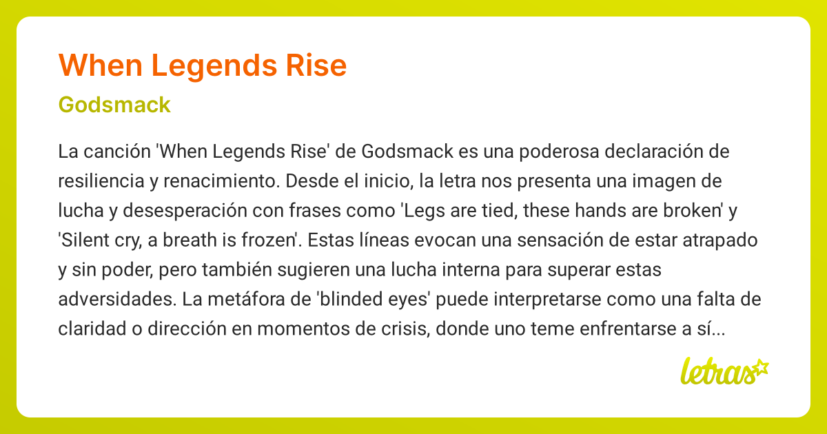 Significado de la canción WHEN LEGENDS RISE (Godsmack) - LETRAS.COM