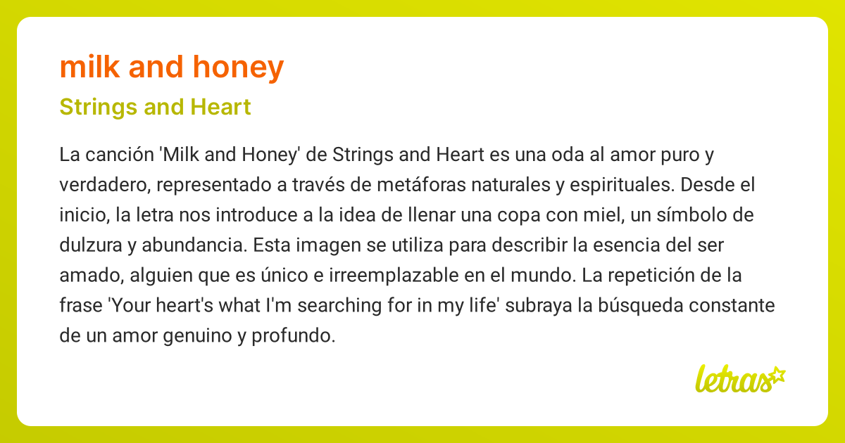 Significado de la canción MILK AND HONEY (Strings and Heart) - LETRAS.COM
