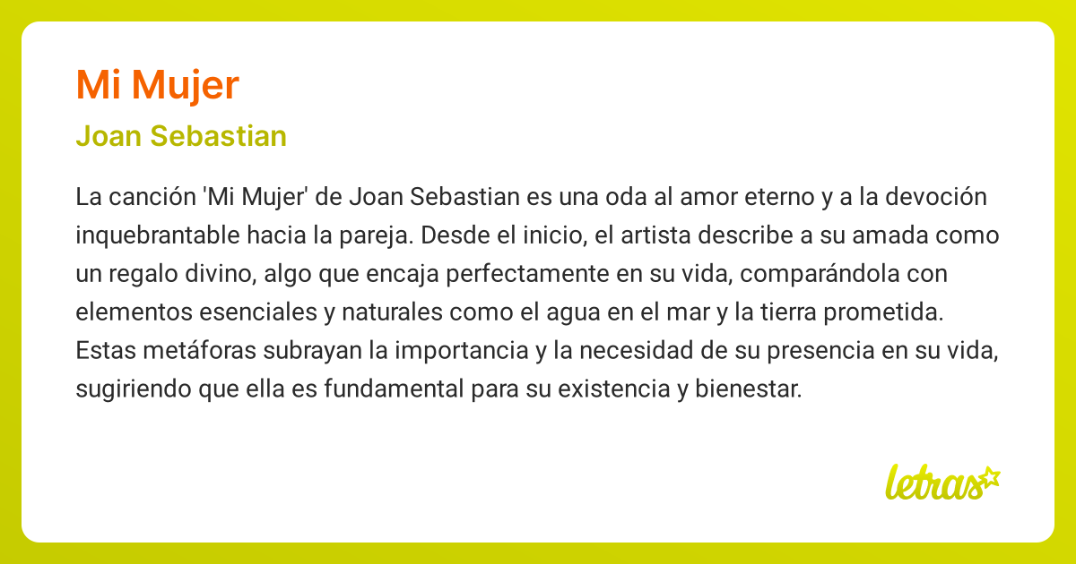 Significado de la canción MI MUJER (Joan Sebastian) - LETRAS.COM