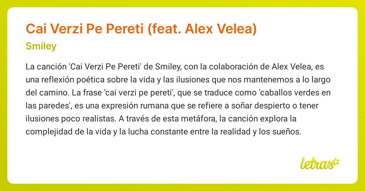 Significado de la canción Cai Verzi Pe Pereti (feat. Alex Velea ...