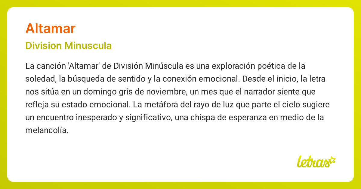 Significado de la canción ALTAMAR (Division Minuscula) - LETRAS.COM