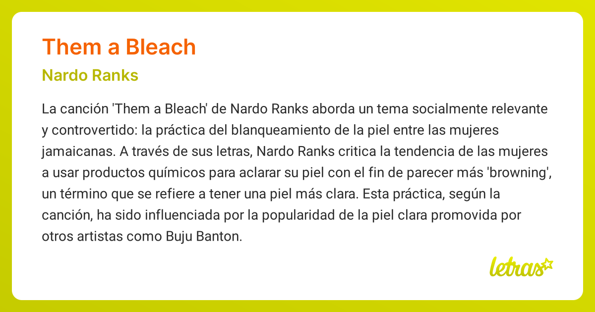 Significado de la canción THEM A BLEACH (Nardo Ranks) - LETRAS.COM