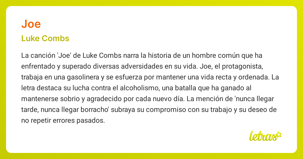 Significado de la canción JOE (Luke Combs) - LETRAS.COM