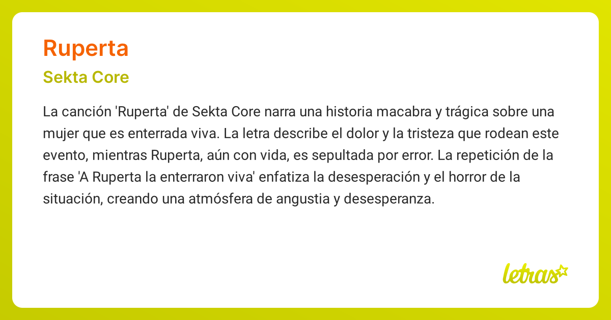 Significado de la canción RUPERTA (Sekta Core) - LETRAS.COM