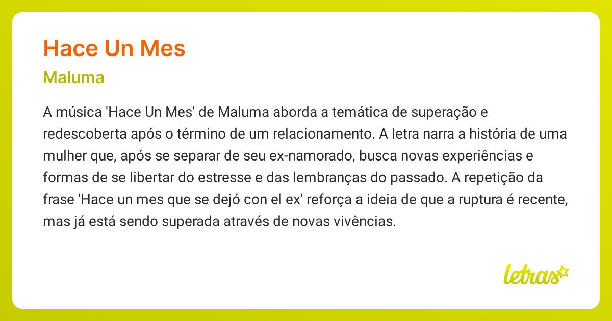 Significado da música HACE UN MES (Maluma) - LETRAS.MUS.BR