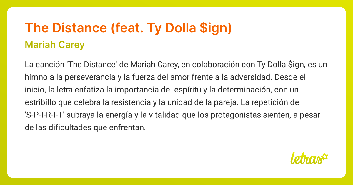Significado de la canción The Distance (feat. Ty Dolla $ign) (Mariah ...