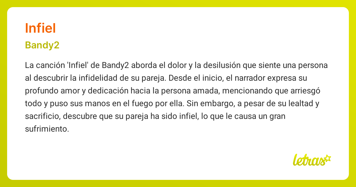 Significado de la canción INFIEL (Bandy2) - LETRAS.COM