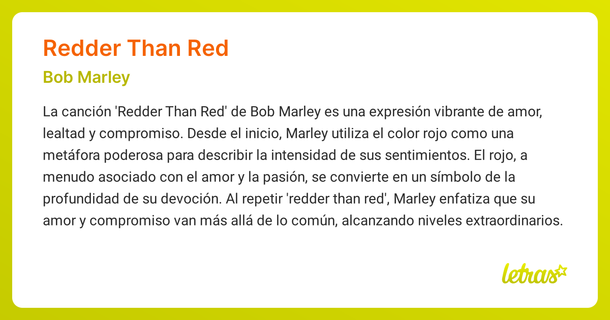 Significado de la canción REDDER THAN RED (Bob Marley) - LETRAS.COM